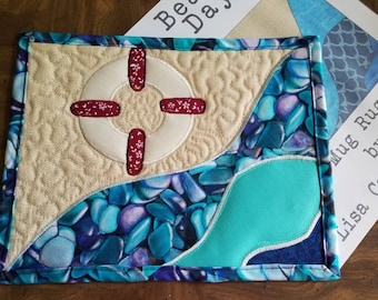 Beach Life Nautical Beachy Applique Mug Rug Pattern by Lisa - Etsy