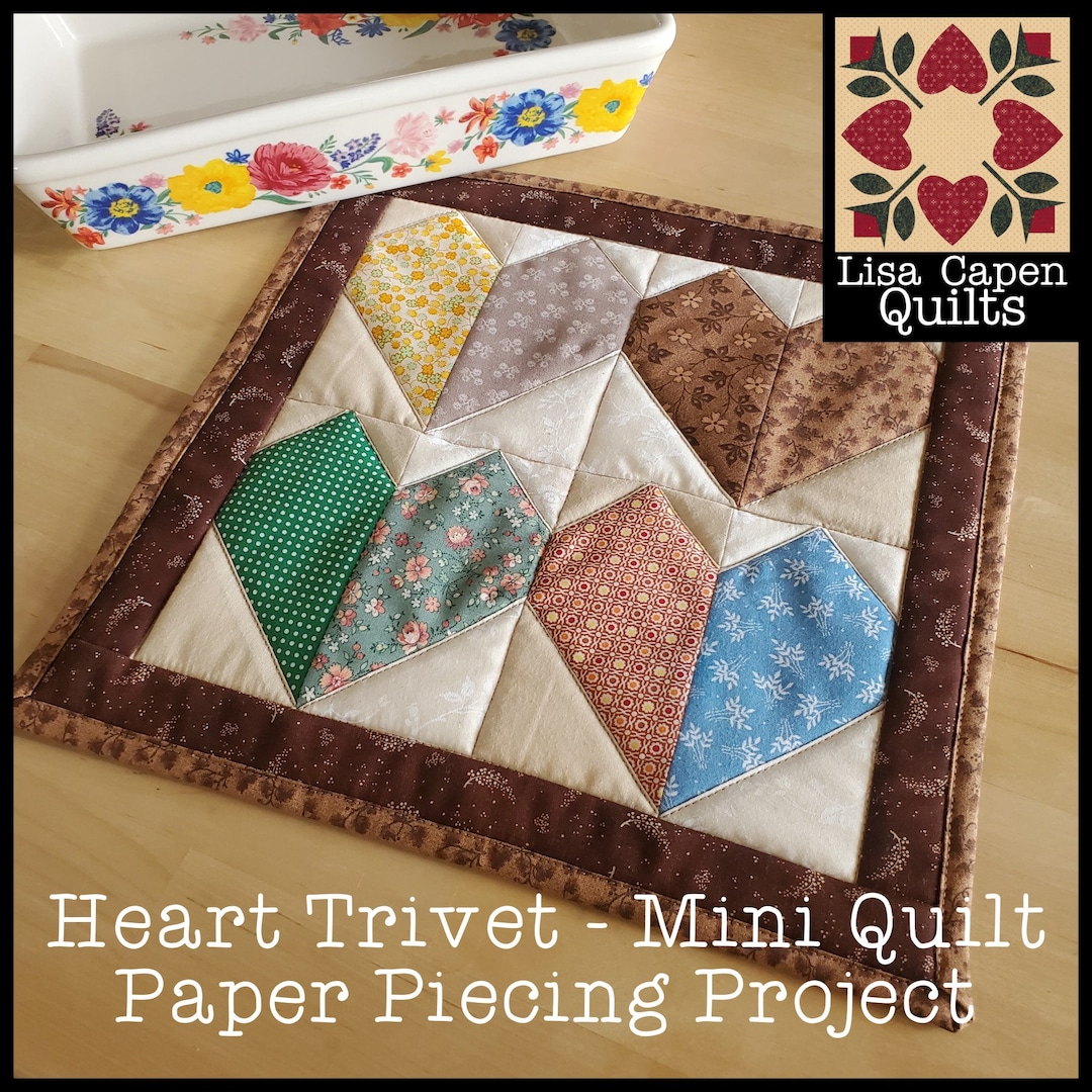 Heart Trivet or Mini Quilt - Paper Piecing Project Instant PDF Download ...