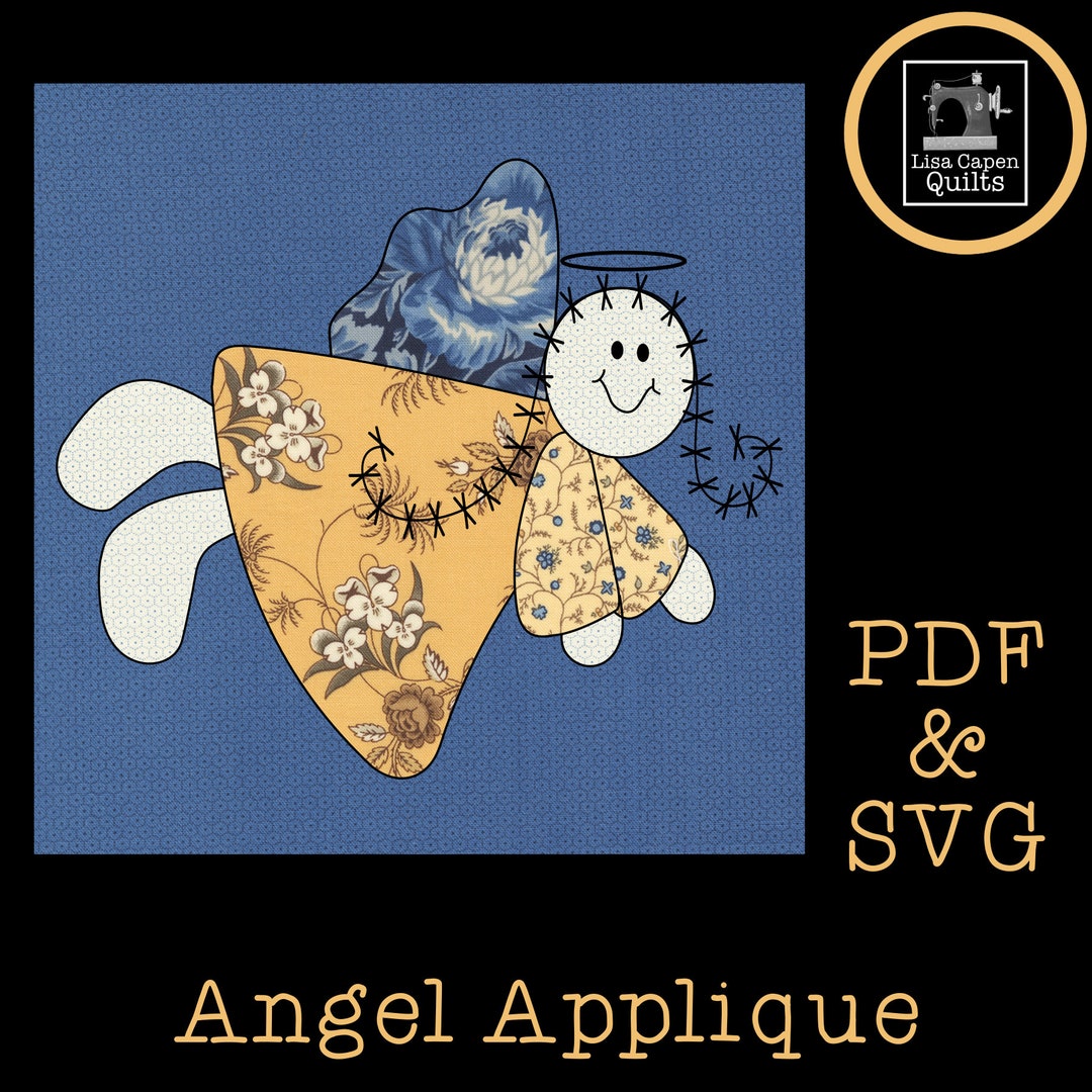 Angel Applique PDF and SVG Cutting File by Lisa Capen Quilts - Applique ...