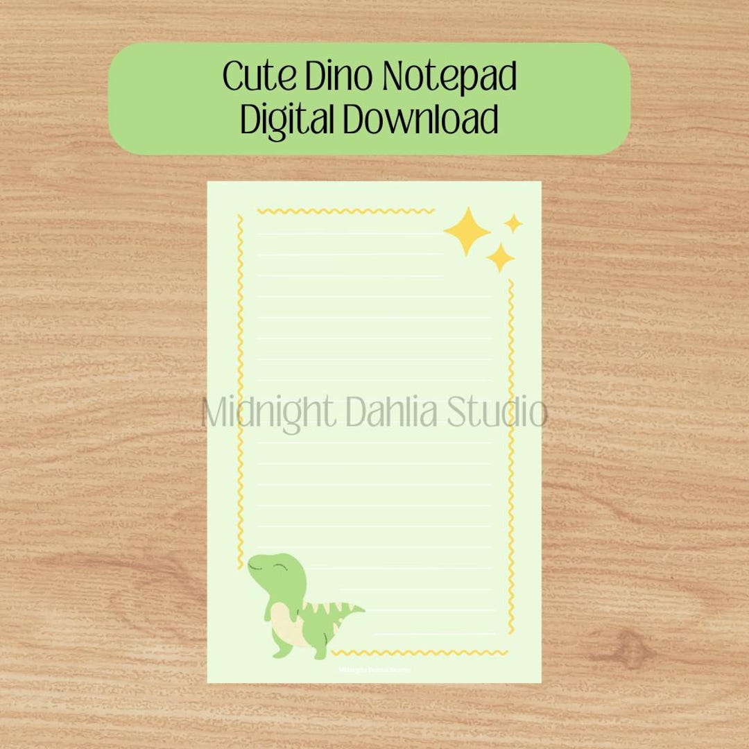 Cute Dino Printable Notepad | Cute Dinosaur T-rex | Print | Digital ...