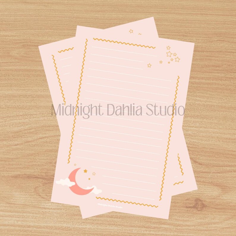 Moon and Stars Printable Notepad | Celestial Coral Pink | Print ...