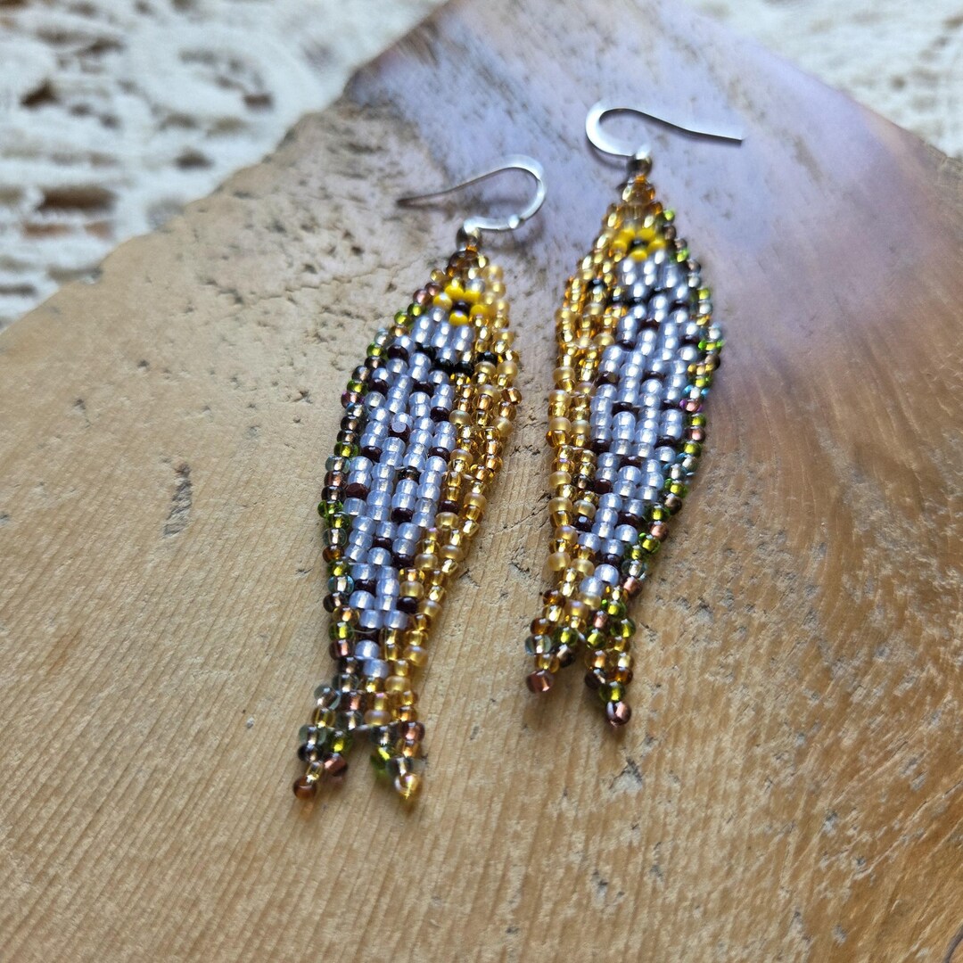 Brown Trout Beaded Earrings - Etsy