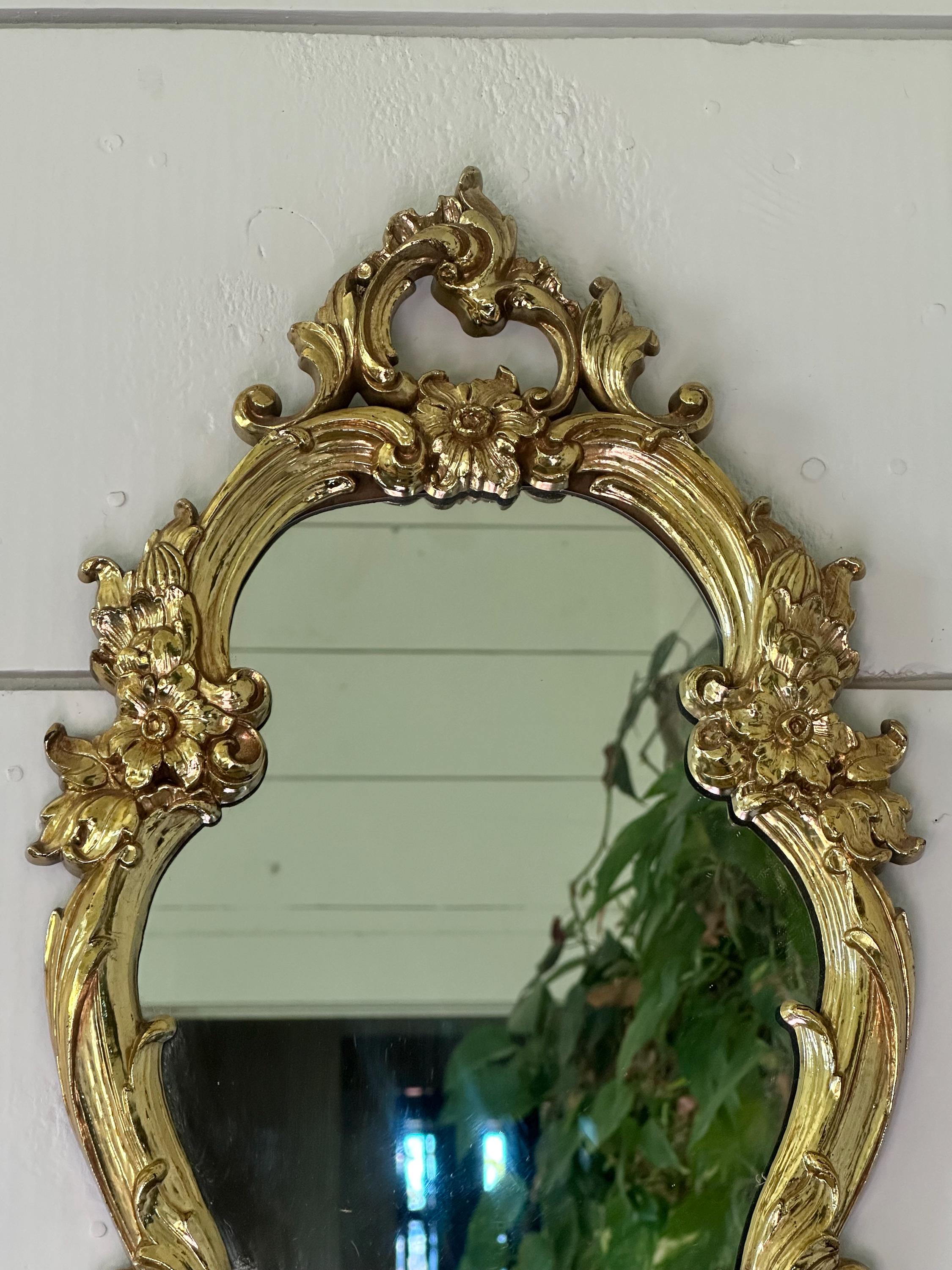 Vintage Ornate Gold Tone Syroco Floral Scroll Designs Display Mirror ...