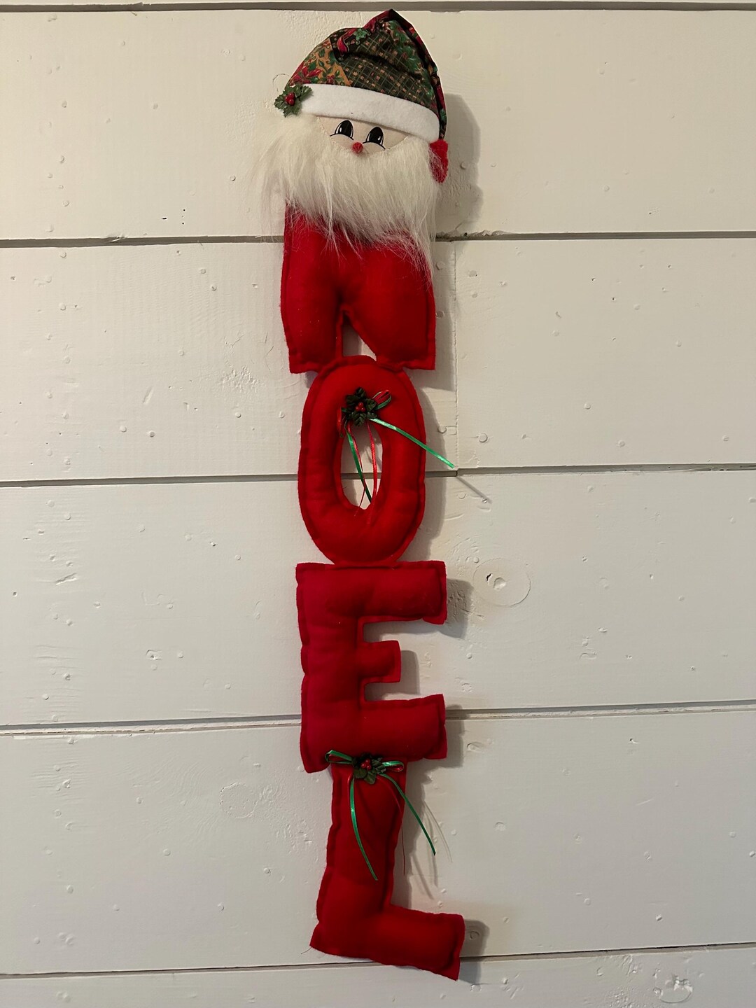 Vintage Handmade Felt Stuffed Letters NOEL Wall Hanging Santa Wall/door ...