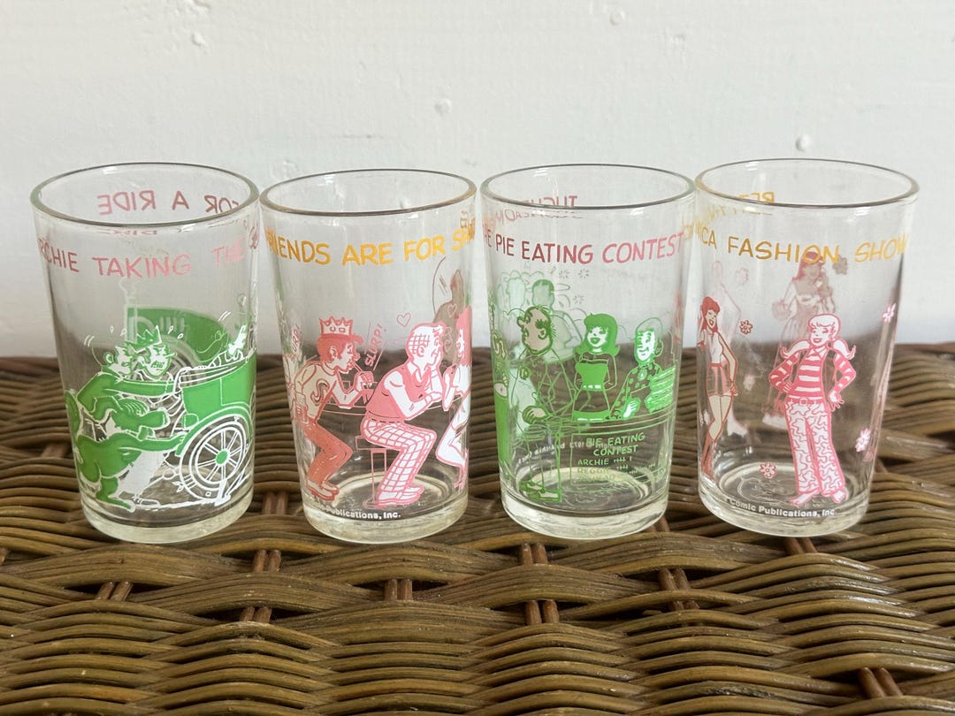 Vintage Set of 4 Archie Comics 1971 Character Glasses Archie, Betty ...