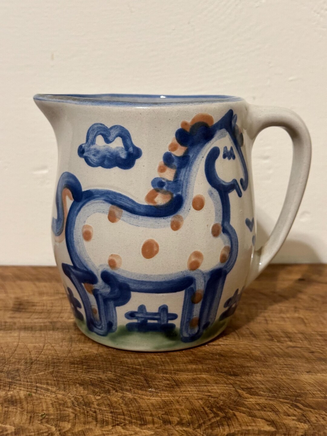 Vintage M.A. Hadley Pottery Horse Pitcher County Scene Hand Painted 5 ...