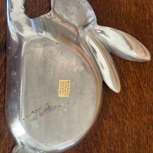 Pewter Rabbit Serving Tray or Display Platter Vintage Silver Metal ...