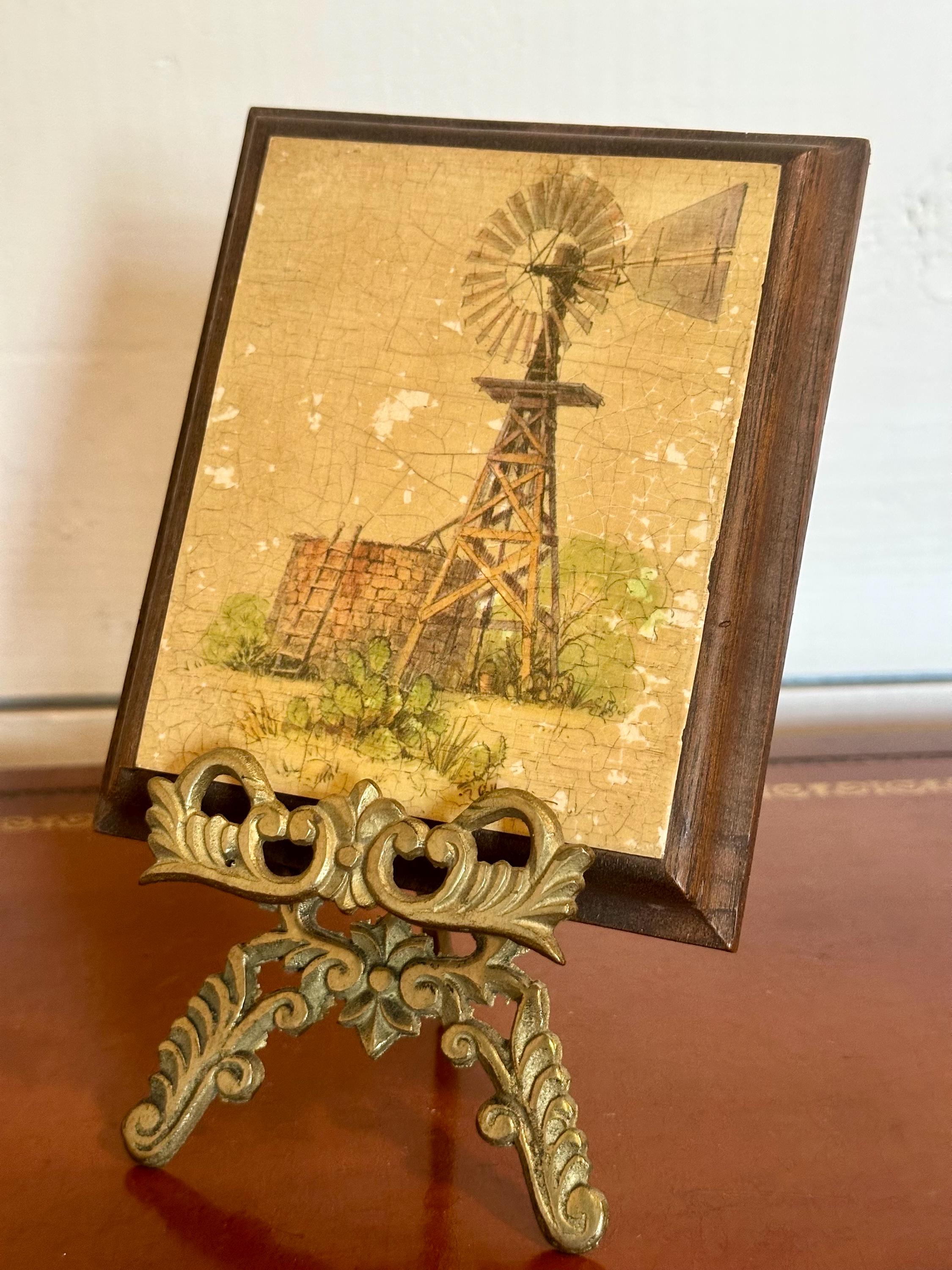 Vintage Small Wooden Windmill Plaque Wall Hanging G. Harvey Art 6" X 5 ...