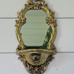 Vintage Ornate Gold Tone Syroco Floral Scroll Designs Display Mirror ...
