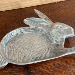 Pewter Rabbit Serving Tray or Display Platter Vintage Silver Metal ...