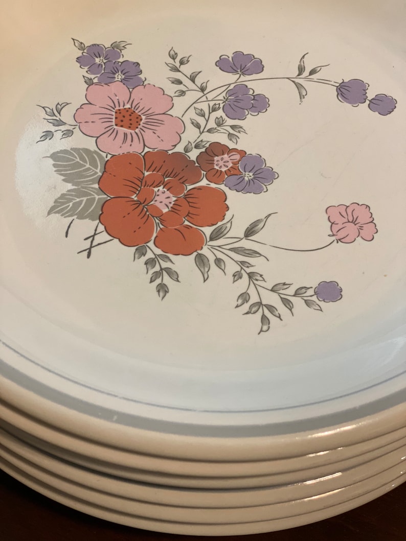 Vintage Pastel Floral Stoneware Ceramic Dinner Plate Mexico Rare Prima ...