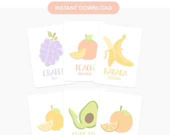Fruit Flashcards Toddler Education Preschool Curriculum | Etsy