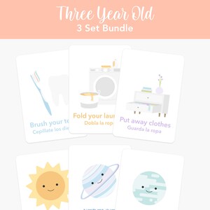 Three Year Old Flash Card Bundle, Third Birthday Gift, Toddler Gift ...