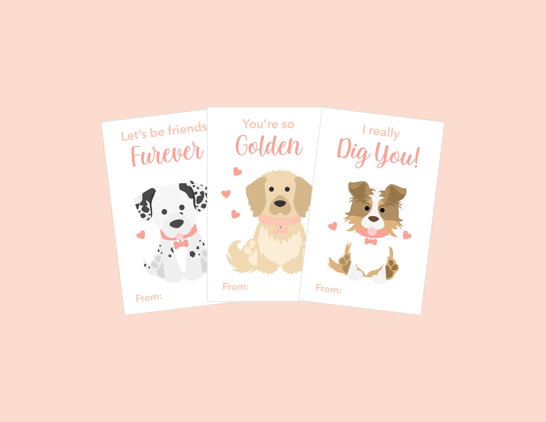 Pink & Red Puppy Dog Valentine's Printables - Etsy