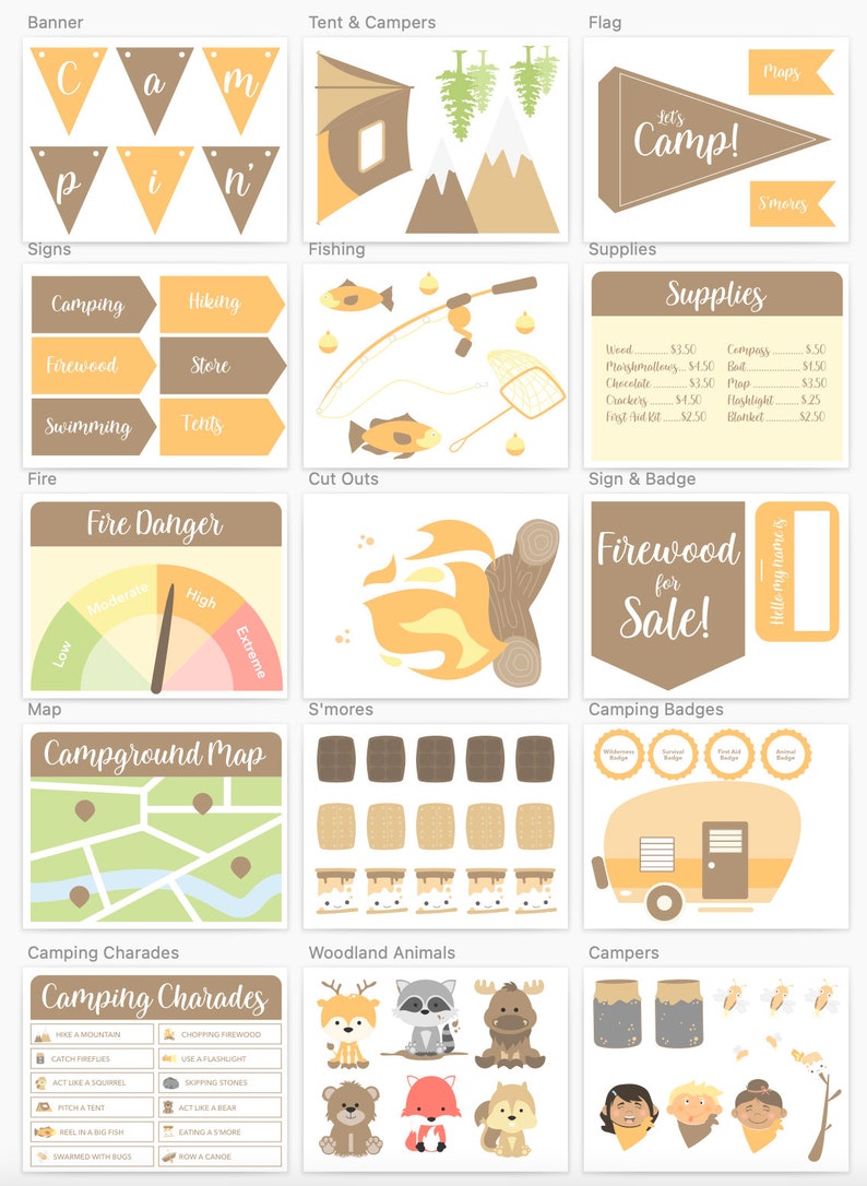 Camping Printable Dramatic Play Set and Sensory Bin - Etsy