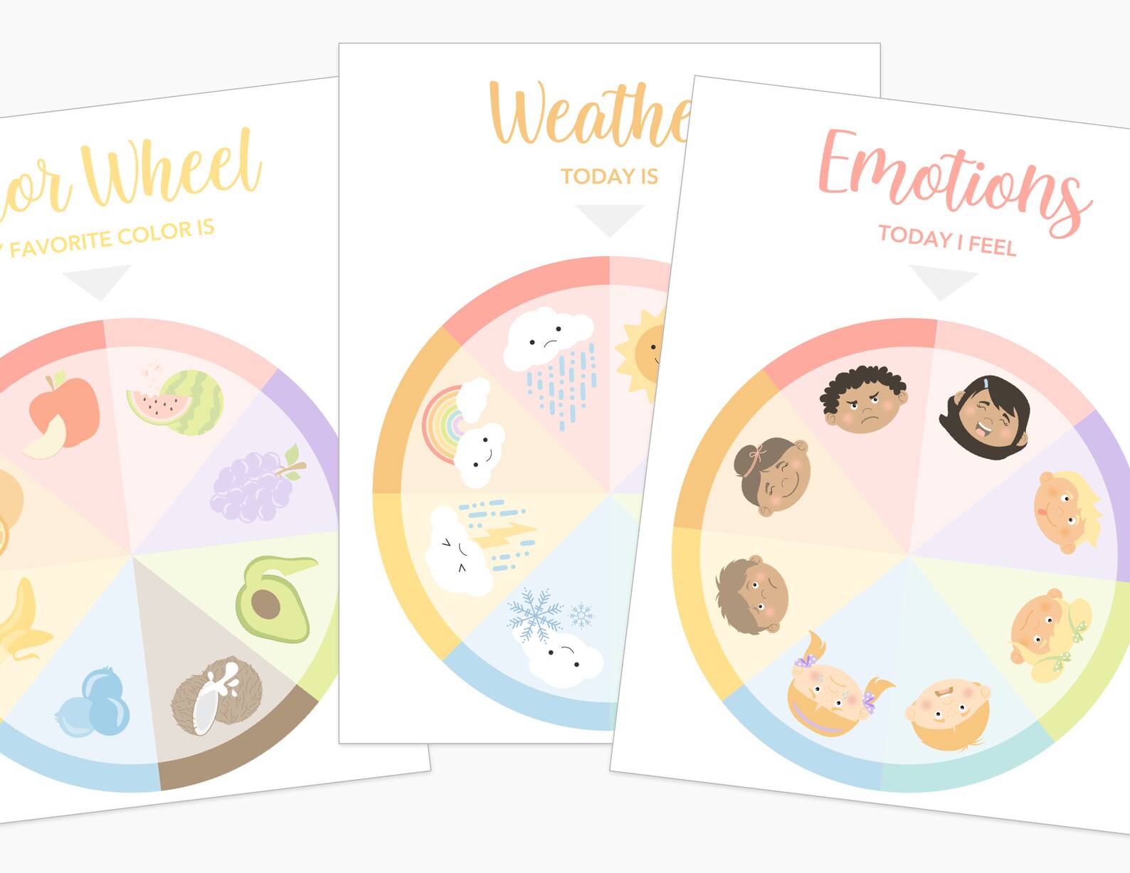 Learning Spinner Wheels Seasons Emotions Colors Days - Etsy