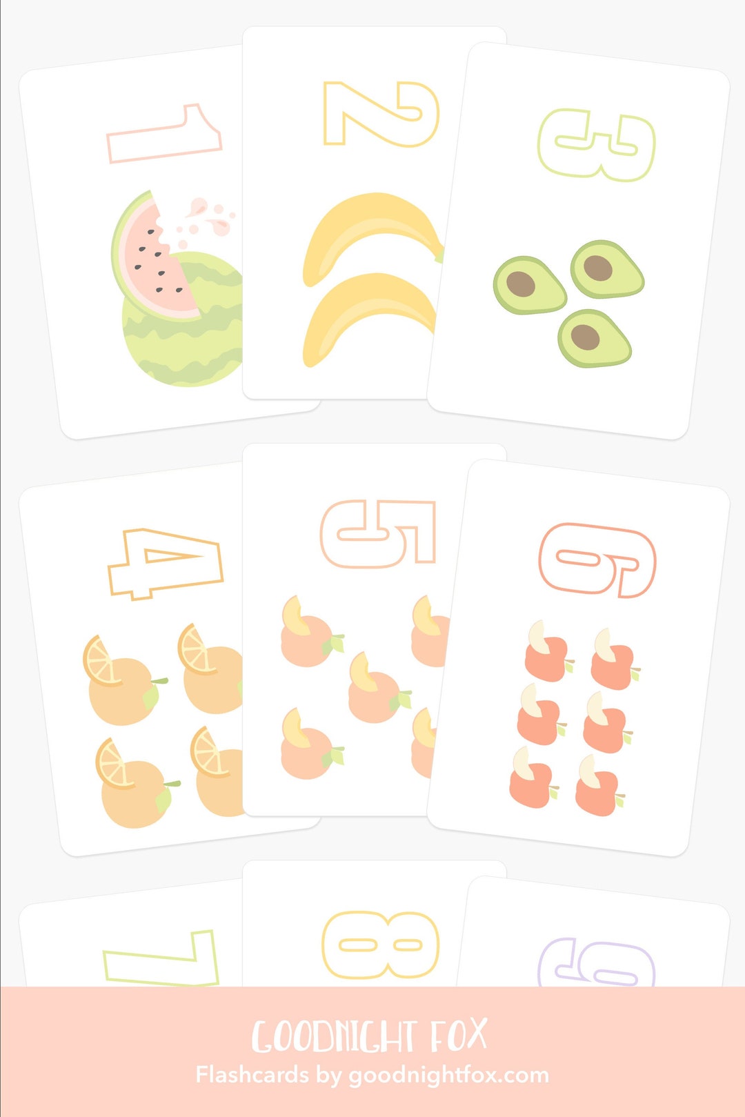 Counting Fruit Flash Cards, Homeschool Materials, Homeschool Flashcards ...
