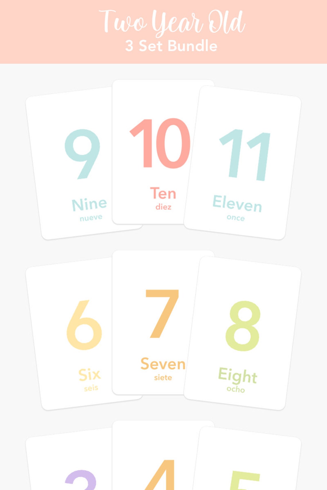 Two Year Old Flash Card Bundle Second Birthday Gift Toddler - Etsy