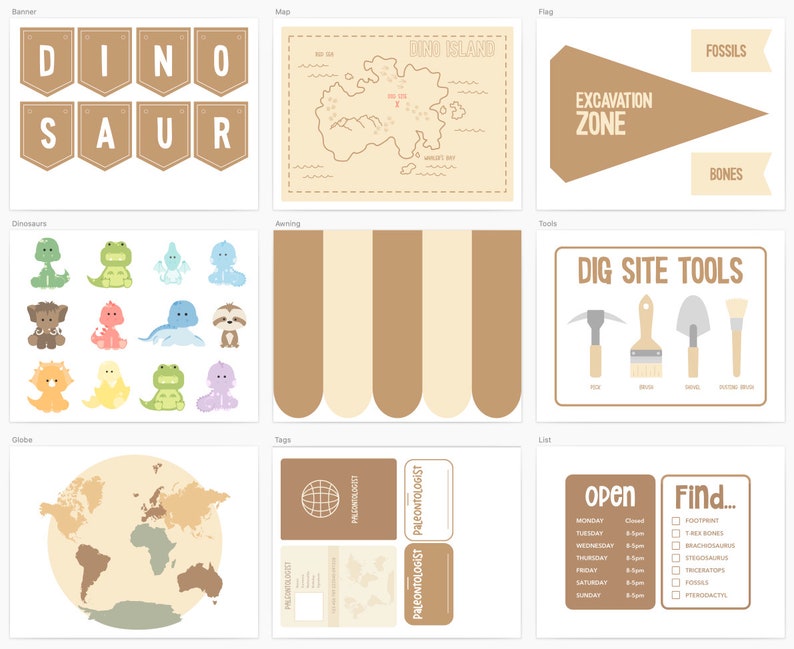 Dinosaur Dig Dramatic Play & Printable Worksheets - Etsy