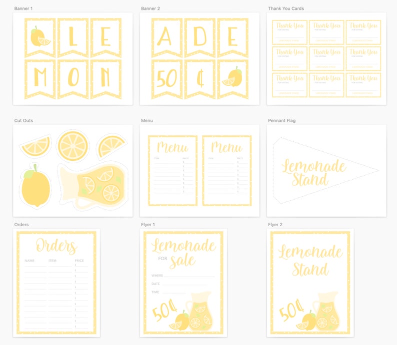 Lemonade Stand Printables Printable Play Printable - Etsy