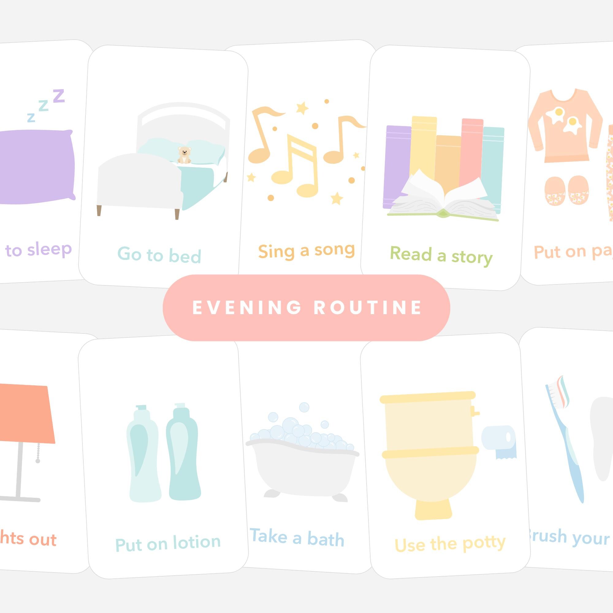 Kids Routine & Chore Flashcards | Toddler Visual Schedule Cards ...