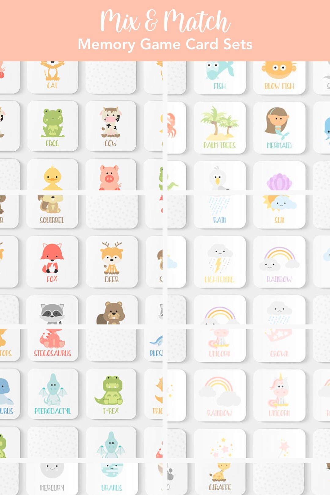 Mix & Match Memory Games, Choose 3, 6 or 9 Sets, Toddler Gift Set ...