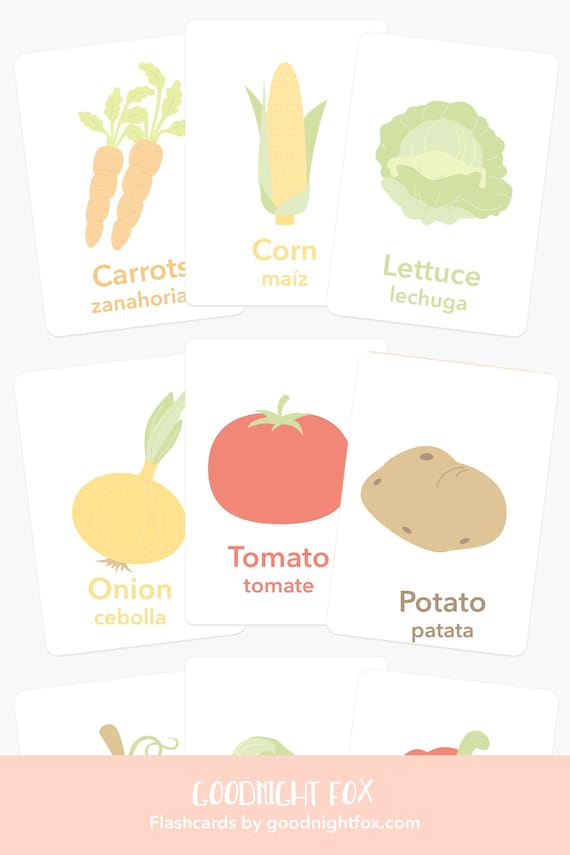 Vegetable Flash Cards Homeschool Materials Homeschool - Etsy