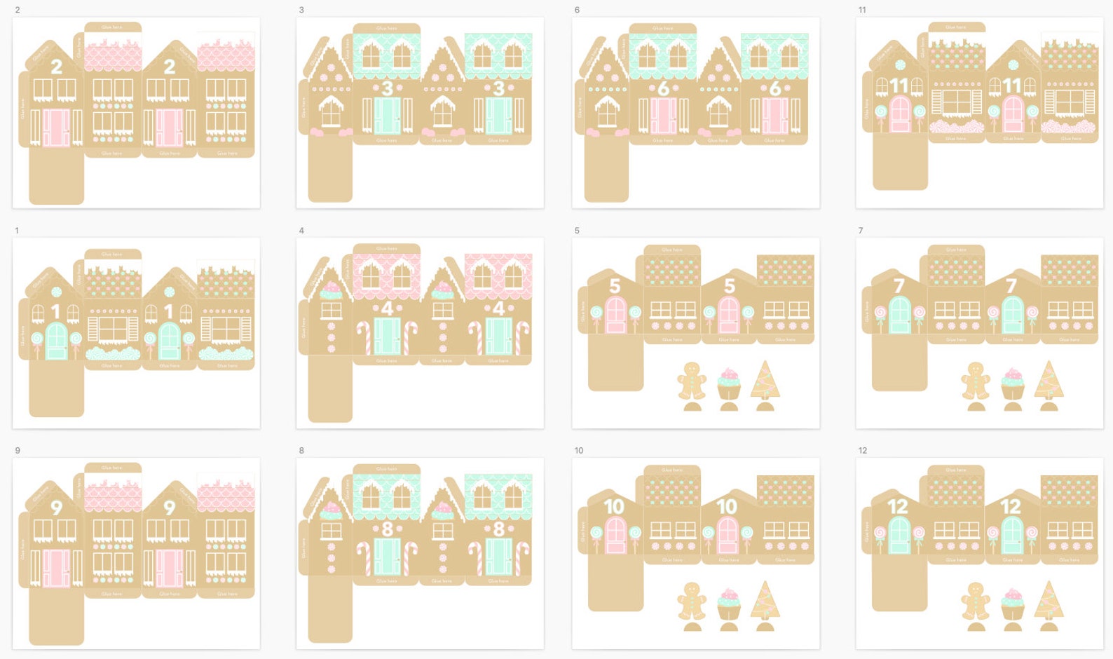 24 Day Advent Calendar Gingerbread Row Houses Print, Cut, and Build DIY ...