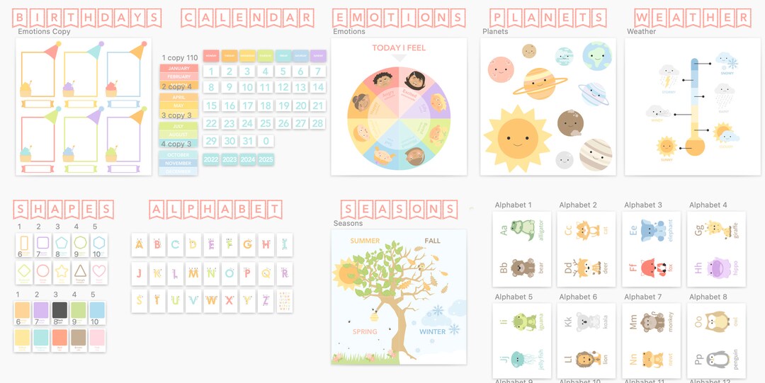 Classroom Decor Printable Kit, Alphabet Colors Weather Planets Emotions ...