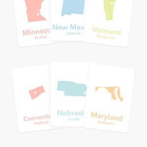 50 States Flash Cards, United States, Learning Flash Cards, US Map, US ...
