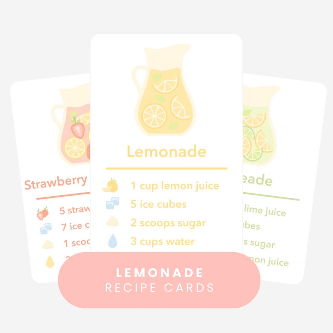 Lemonade Recipe Cards for Sensory Play - Etsy
