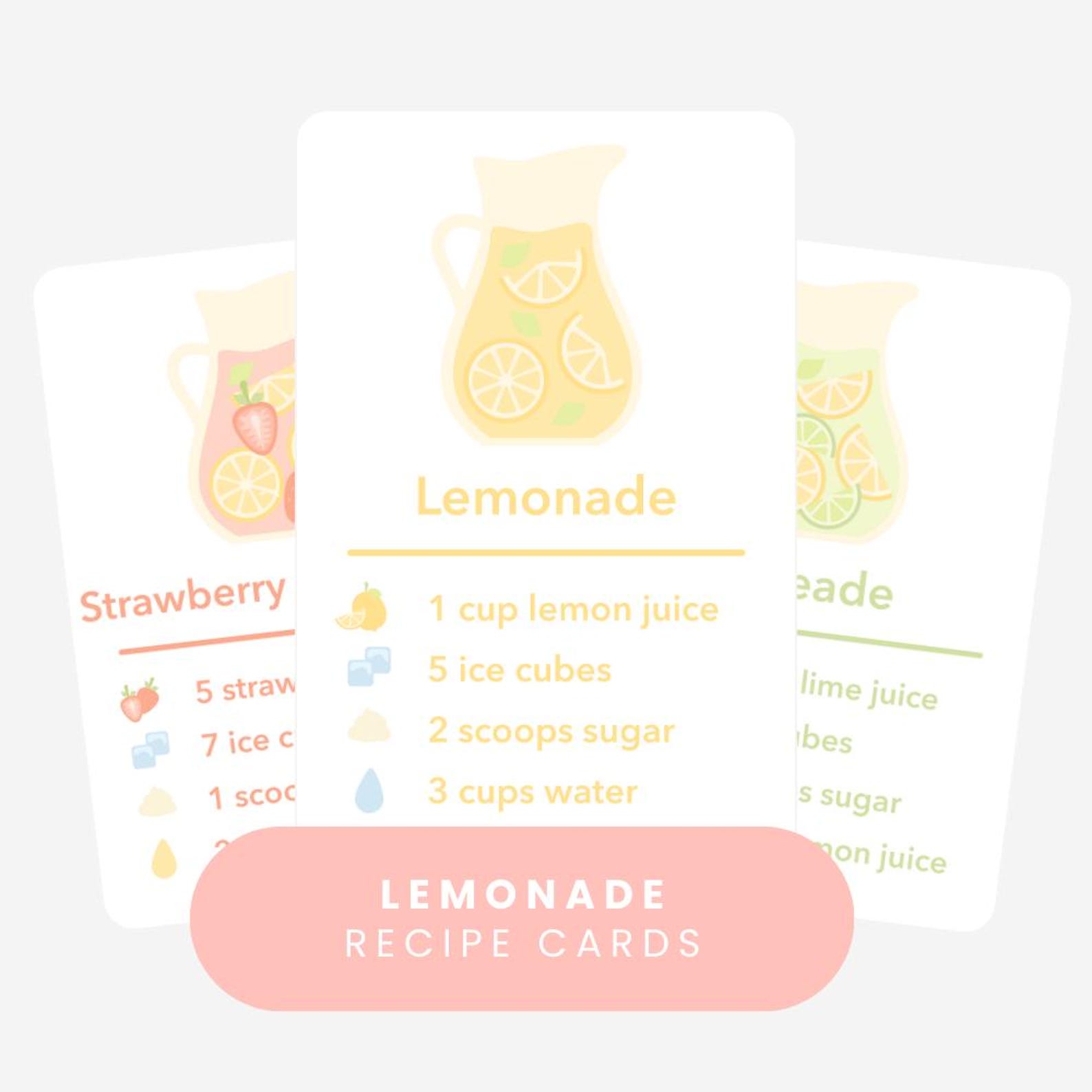 Lemonade Recipe Cards for Sensory Play - Etsy