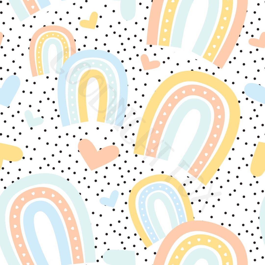 Boho Modern Rainbow Fabric Seamless Digital Pattern Design, Fabric ...