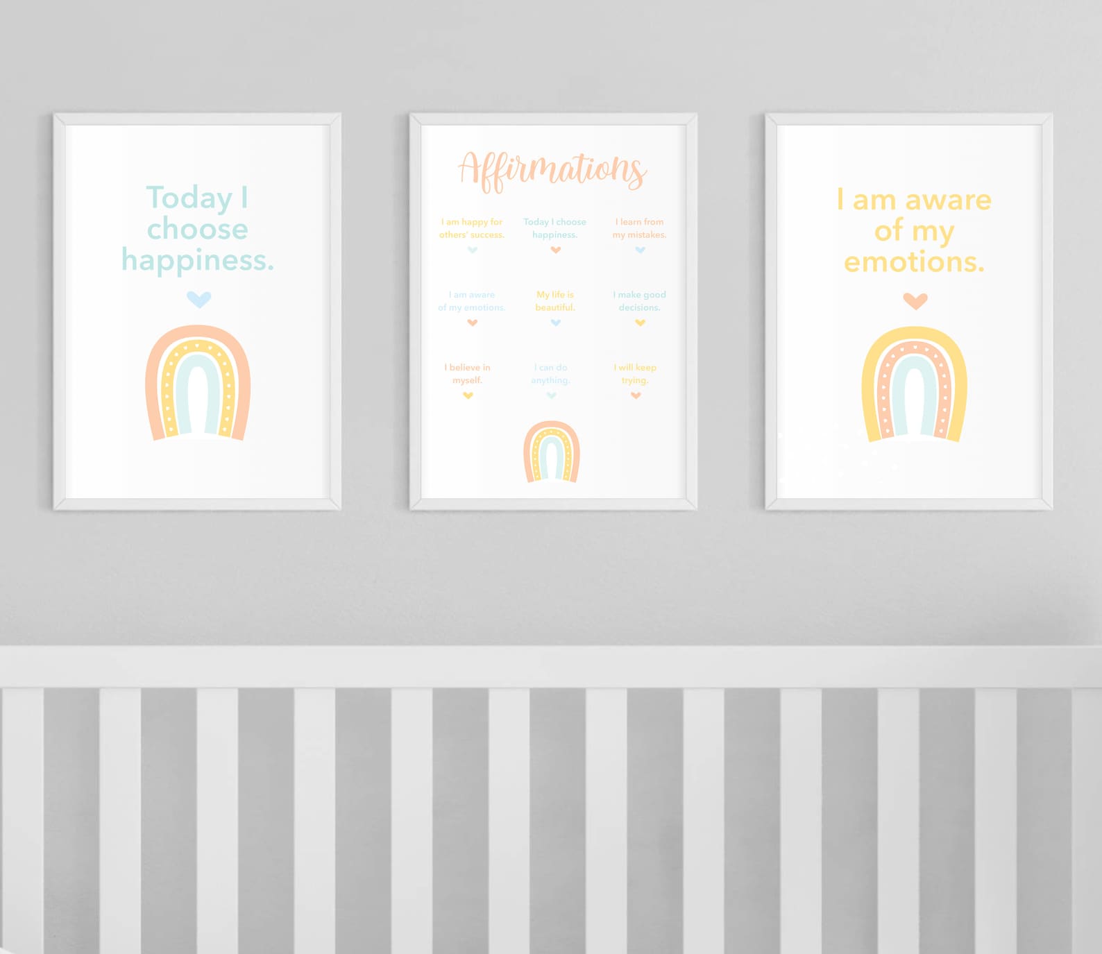 Affirmations Poster Modern Rainbow Playroom Art Toddler girl | Etsy