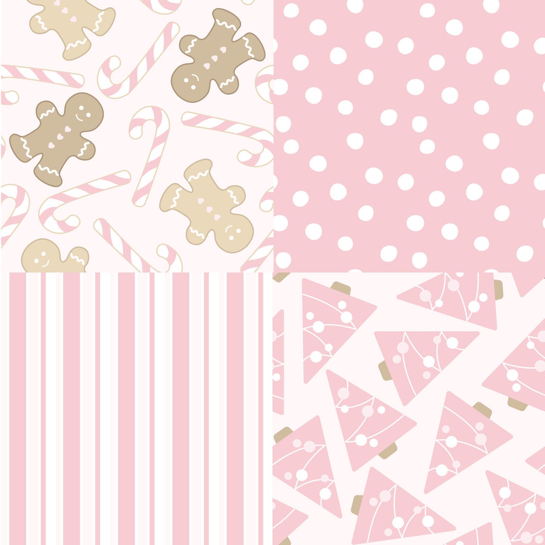 Pink Gingerbread Fabric, Seamless Digital Pattern Design, Fabric Design ...