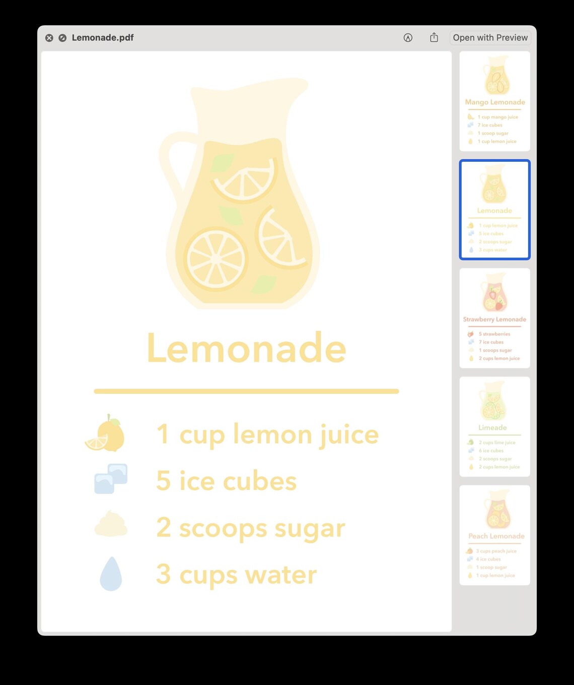 Lemonade Recipe Cards for Sensory Play - Etsy