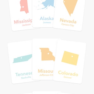 50 States Flash Cards, United States, Learning Flash Cards, US Map, US ...