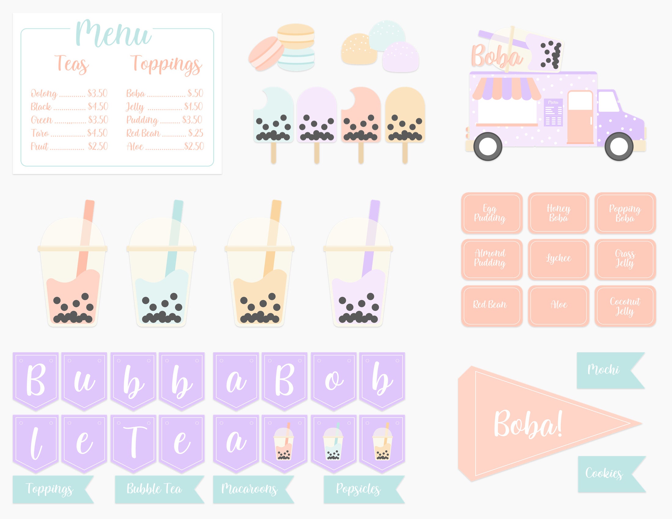 Boba Shop Printable Dramatic Play Set Boba Truck Dim Sum - Etsy UK