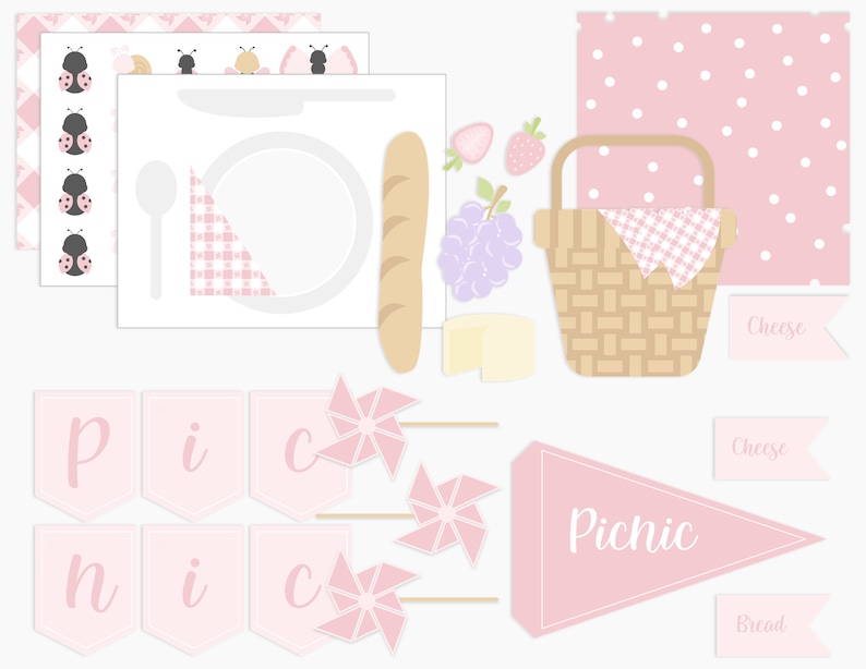 Picnic Printable Dramatic Play Set and Kite, Pinwheel, Playroom Decor ...