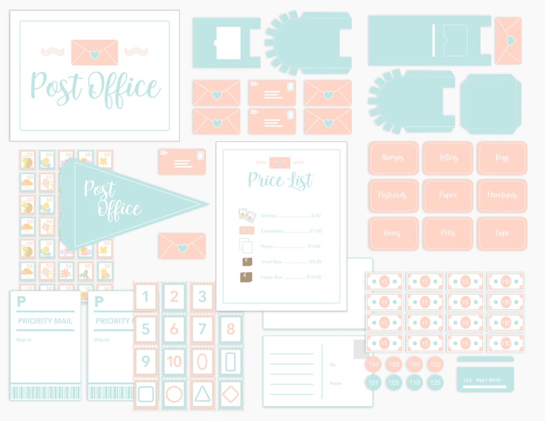 Post Office Dramatic Play Printable Dramatic Play Set - Etsy