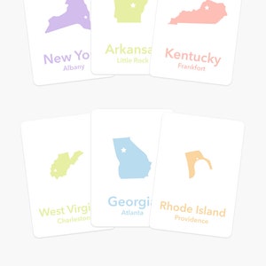 50 States Flash Cards, United States, Learning Flash Cards, US Map, US ...