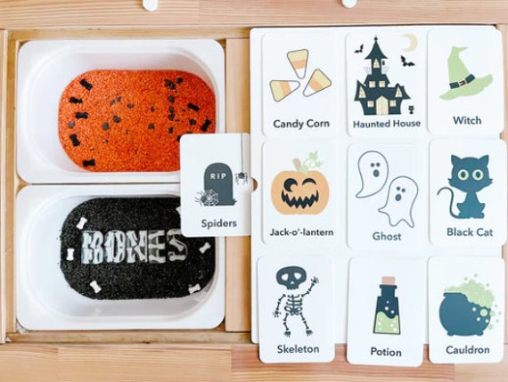 Halloween Flashcards Jack-o-lantern Cauldron Skeleton - Etsy