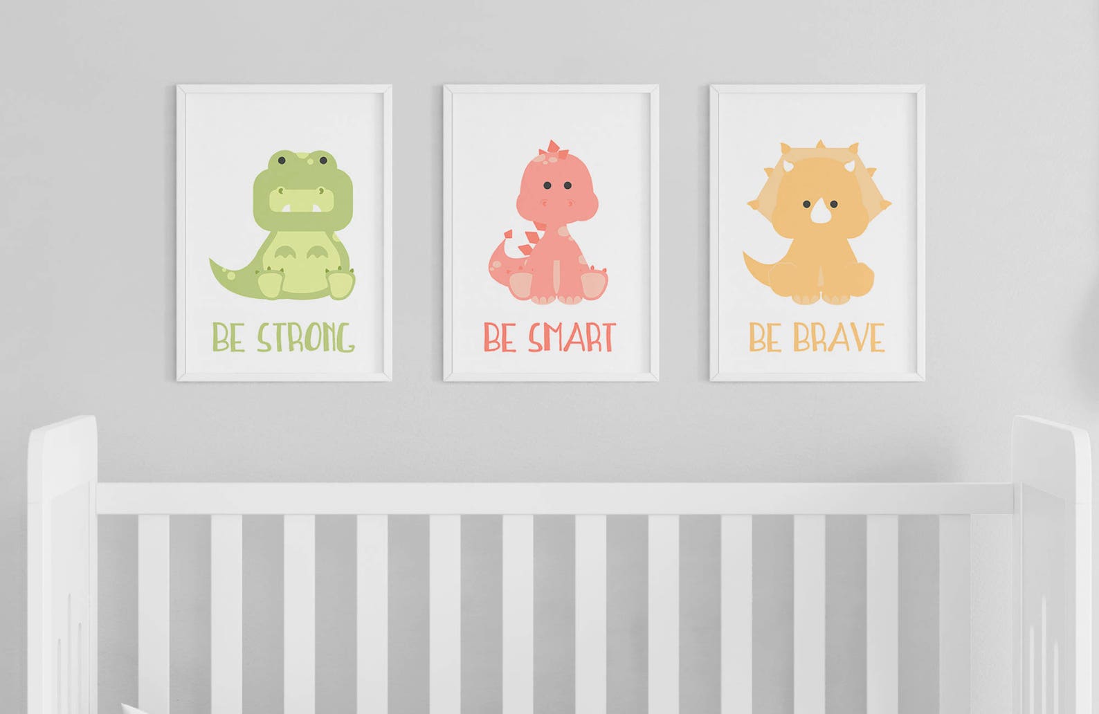 Dinosaur Be Brave Be Smart Be Strong Nursery Art Set of 3 - Etsy
