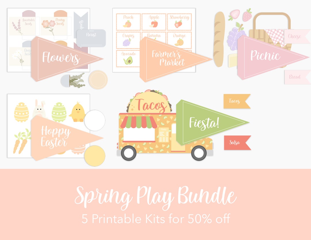 Spring Bundle Printable Dramatic Play Set of 5: Flower Shop, Farmer's ...