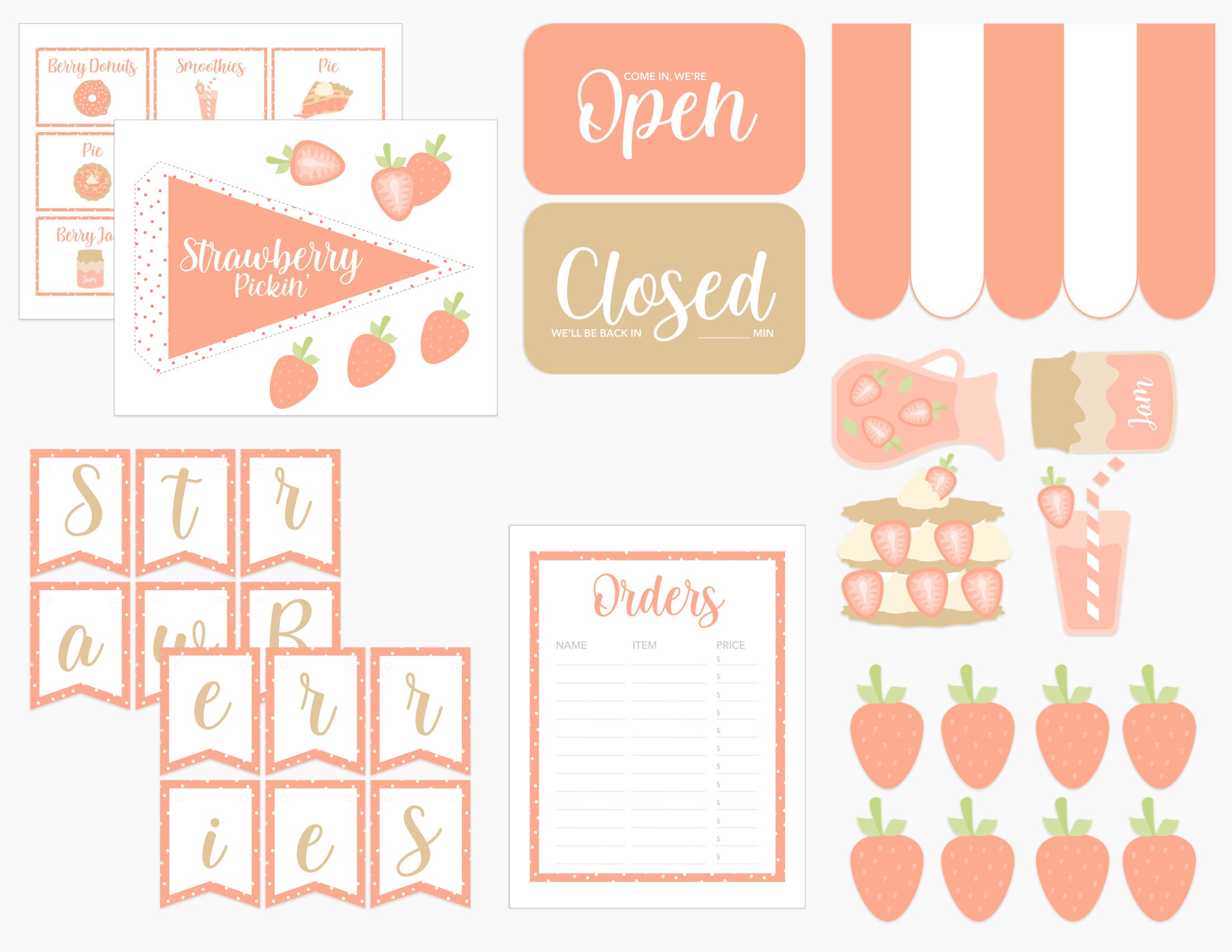 Strawberry Picking Printable Dramatic Play Set and Summer Sensory Bin ...