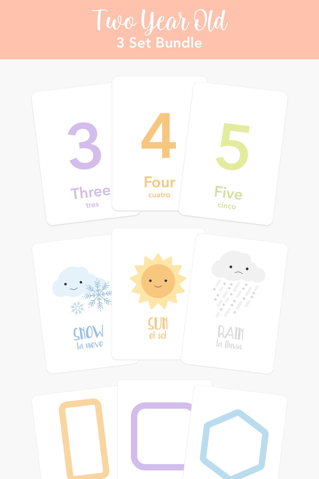 Two Year Old Flash Card Bundle, Second Birthday Gift, Toddler Gift ...