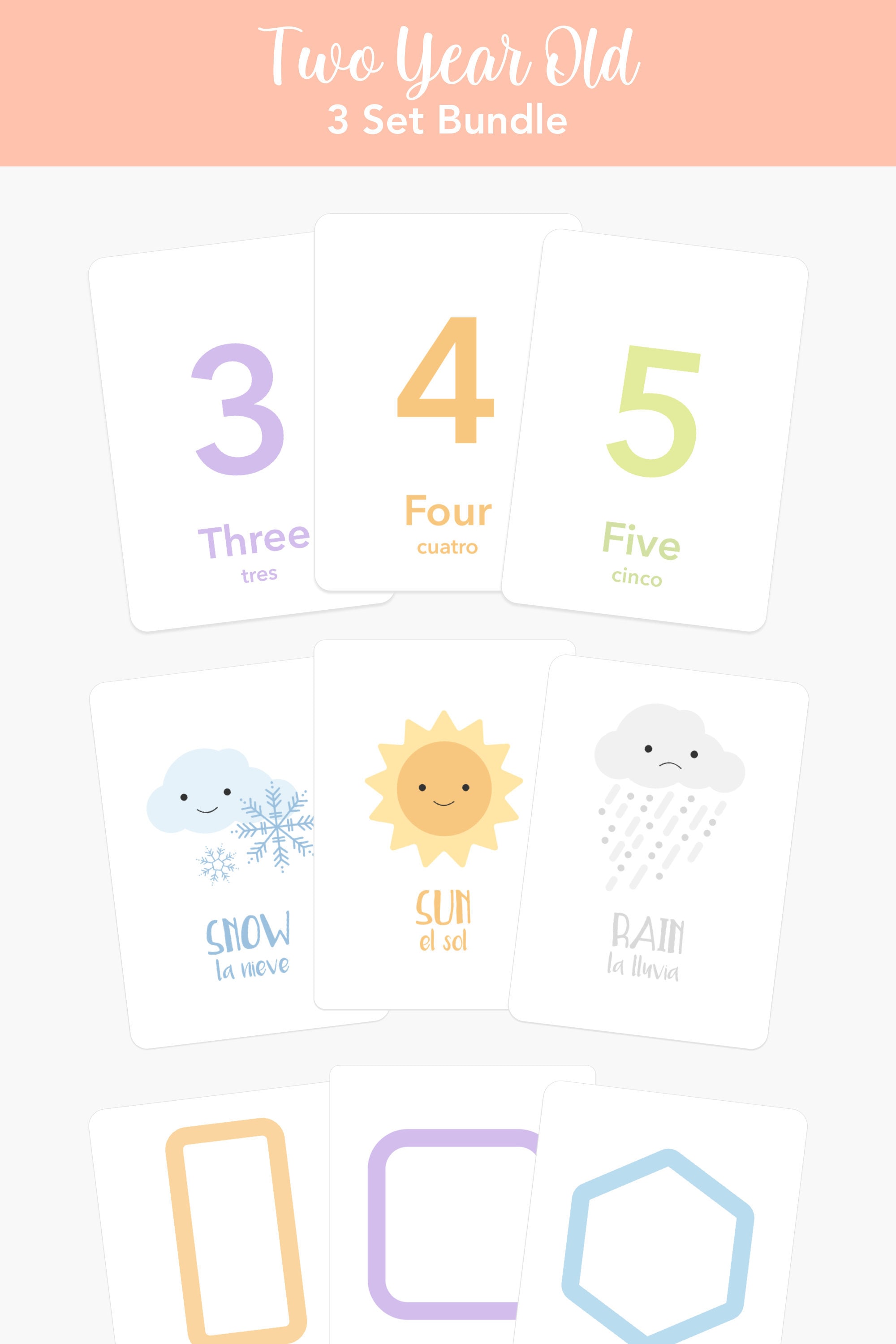 Two Year Old Flash Card Bundle Second Birthday Gift Toddler - Etsy