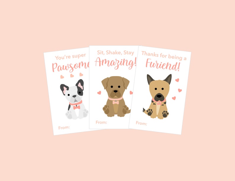 Pink & Red Puppy Dog Valentine's Printables - Etsy