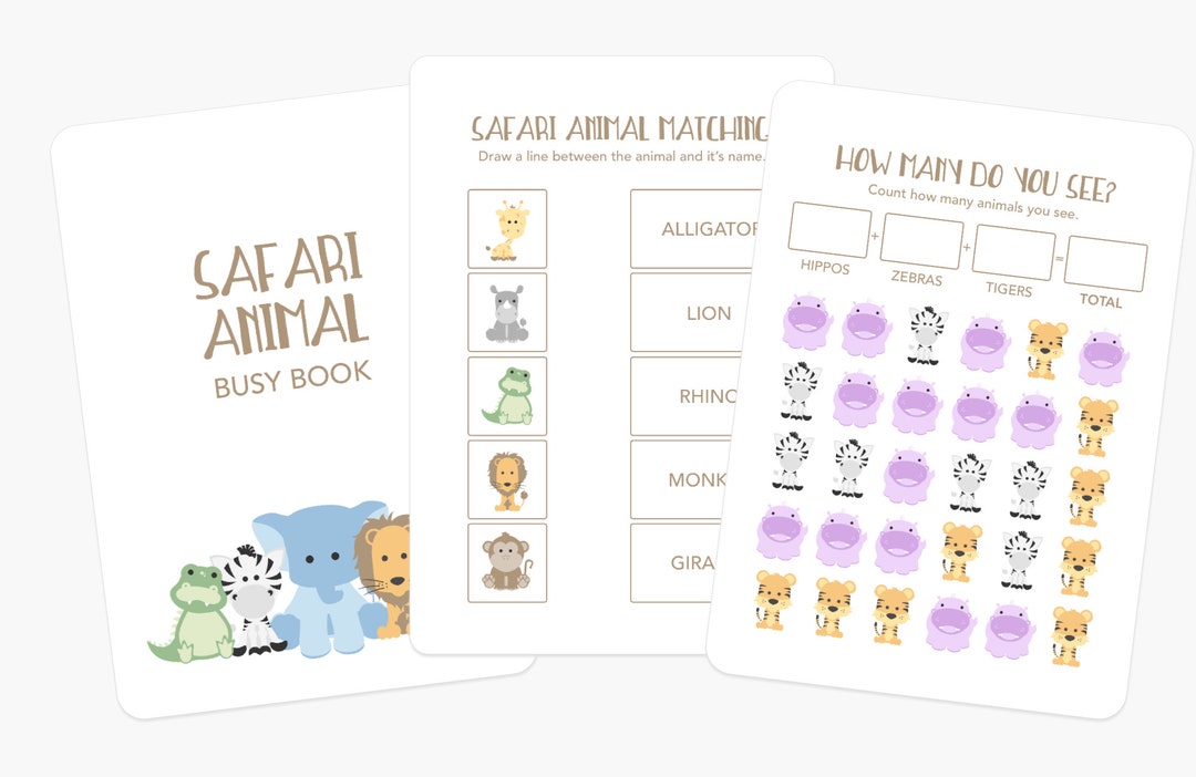 Animal Busy Book, Toddler Busy Book, Kids Busy Book, Kids Printables ...