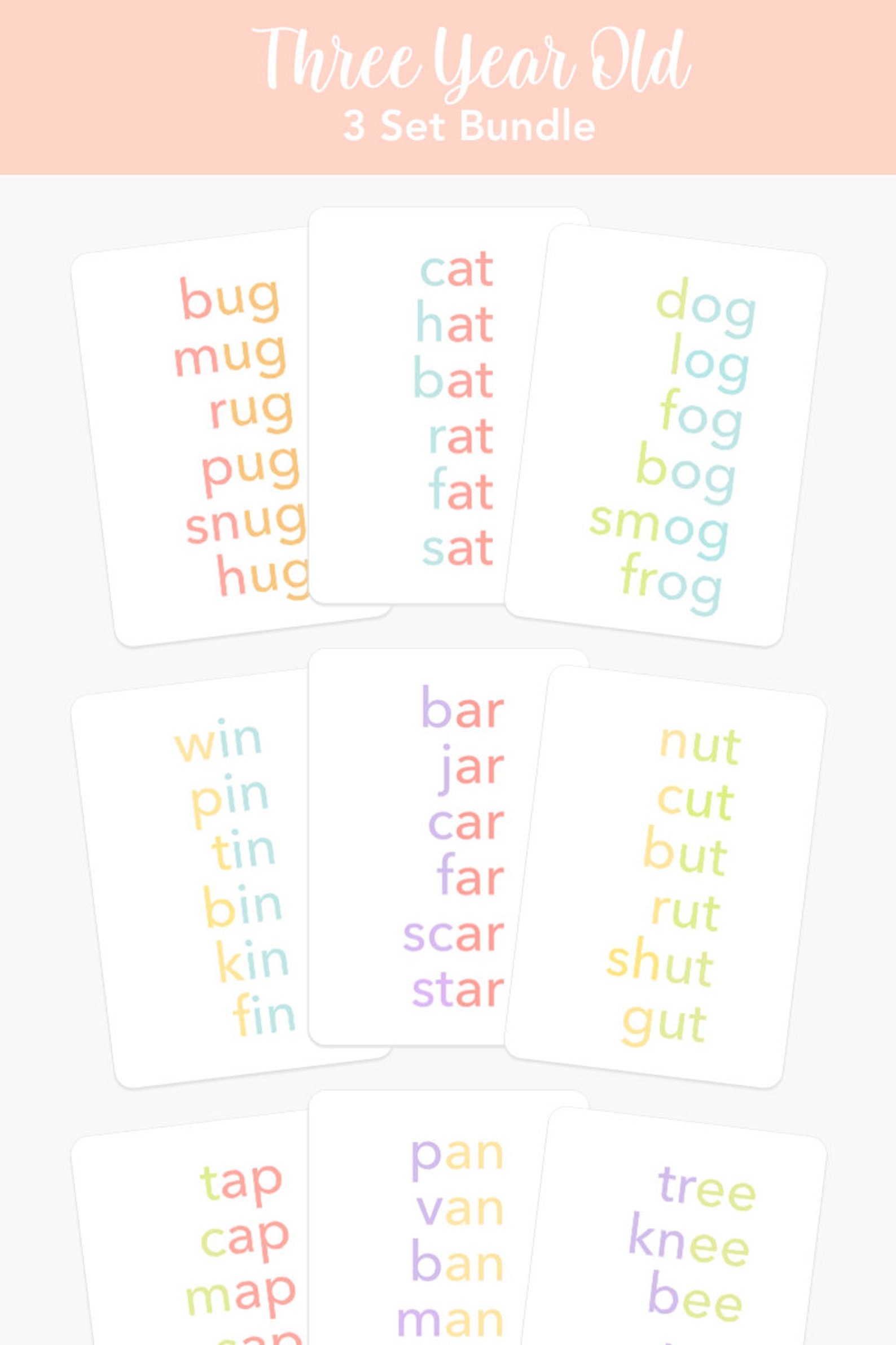 Three Year Old Flash Card Bundle Third Birthday Gift Toddler - Etsy